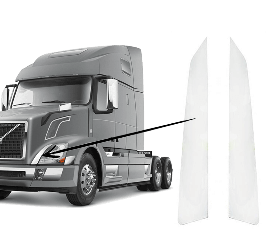 Volvo VNL 04-UP Hood Fender Headlight Chrome Trim Set Pair