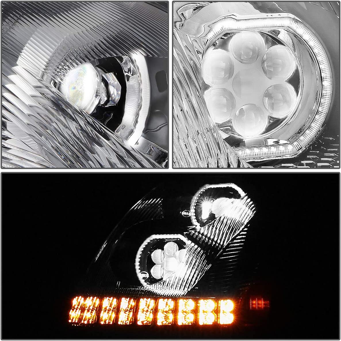 Volvo VNL Old Gen 2004-2017 Chrome Full Led Headlight Set Left + Right