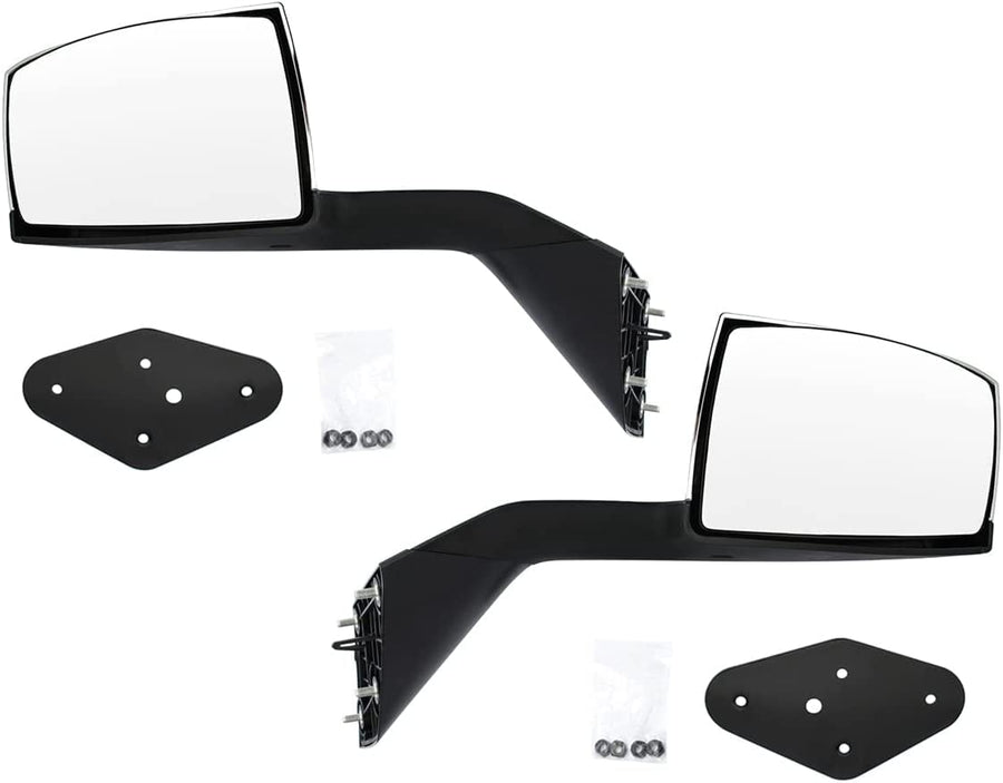 Volvo VNL Black Hood Mirror Set Driver & Passenger With Mounting Plates ...