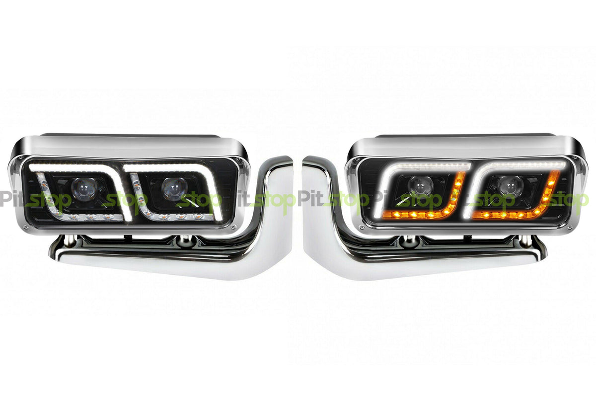 Peterbilt LED Headlight Set Pair Mounting Arm DRL 357 359 365 367 378